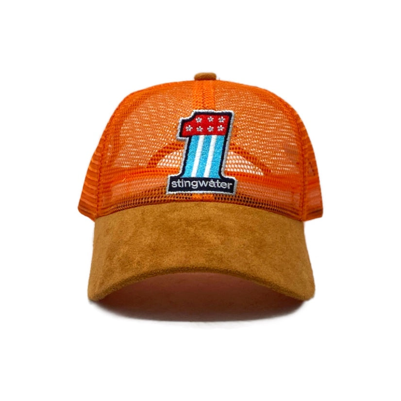Number 1 Trucker Hat Orange/Brown – stingwater